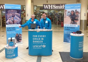 Promotional counters and plinths for charities